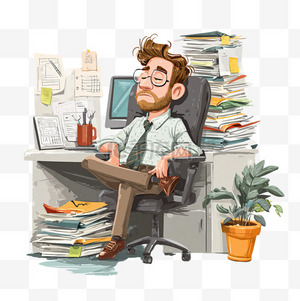 懒惰的办公室职员卡通素材图片免费下载-千库网