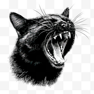 头怪物猫黑色和白色素材图片免费下载-千库网