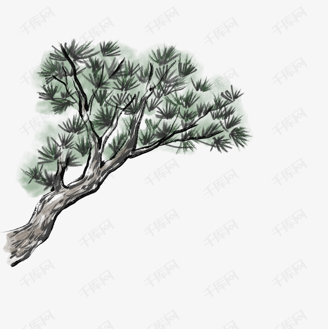 中国风水墨国画松树素材图片免费下载-千库网