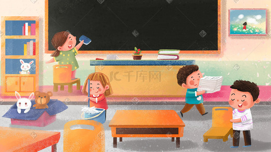 儿童搭桥插画图片-儿童搭桥插画设计素材免费下载-千库网