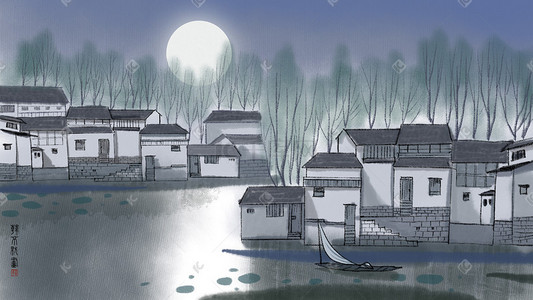 古风房屋江南插画图片-古风房屋江南插画设计素材免费下载-千库网