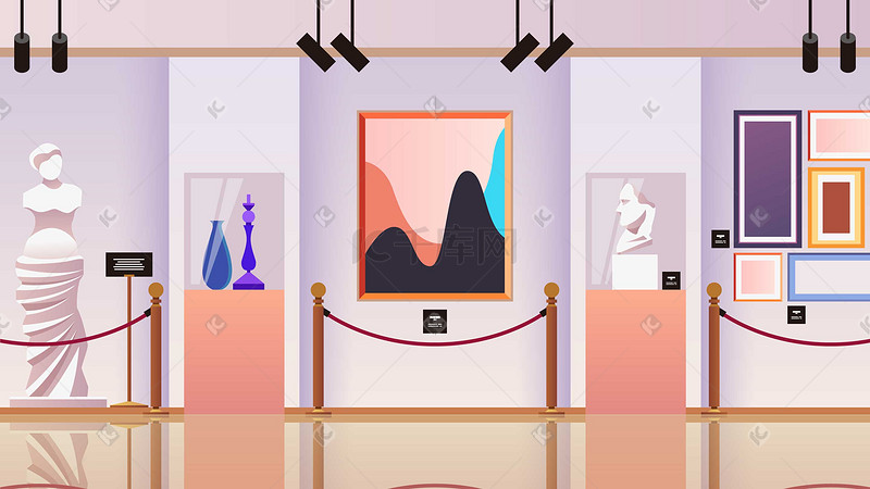 博物馆矢量插画-博物馆矢量配图-千库网