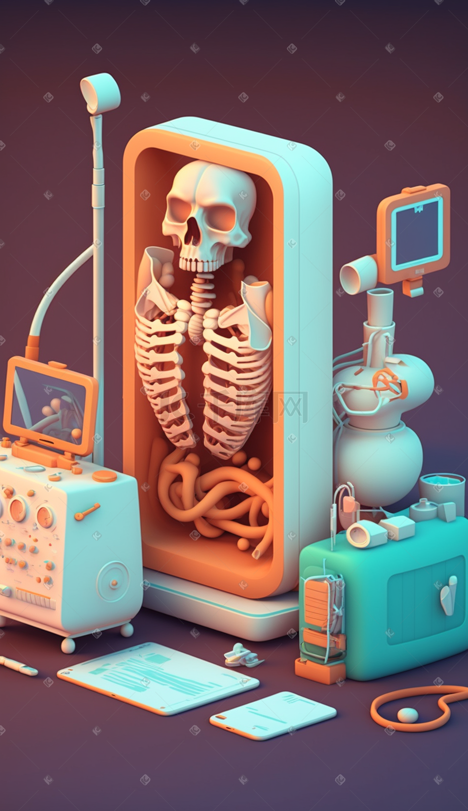 医疗设备简笔画插画 医疗设备简笔画配图 千库网