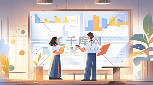卡通扁平风统计数据的人物插图2插画图片-千库网