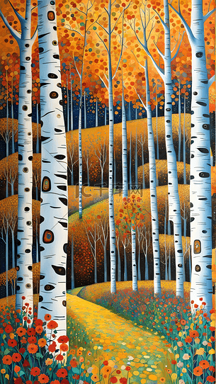 风景艺术风格扁平乡村田园山水插画图片-千库网