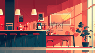 彩色咖啡厅阳光1插画图片-千库网