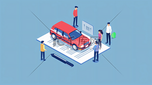 汽车保险合约合同35插画图片-千库网