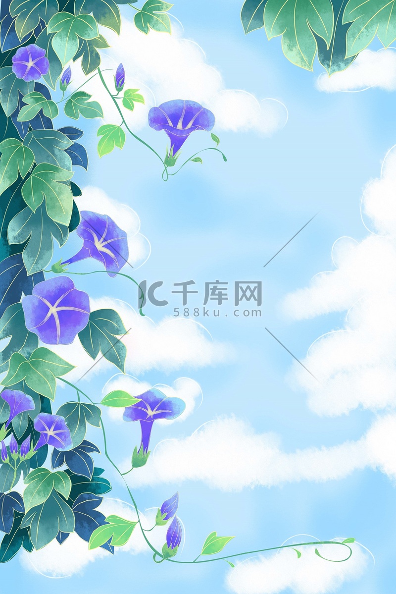 牵牛花插画图片-牵牛花插画素材-牵牛花插画模板图片下载-千库网