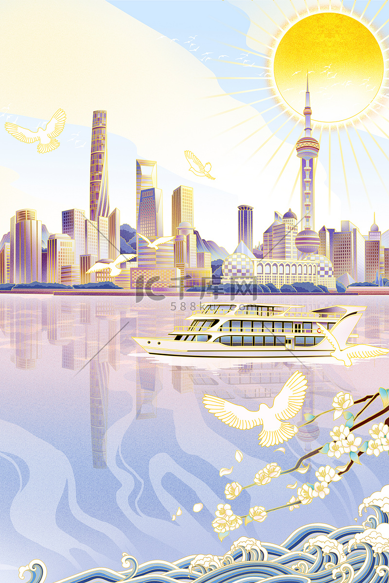 上海外滩插画图片-上海外滩插画素材-上海外滩插画模板图片下载-千库网