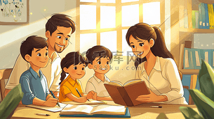 亲子学习插画图片-亲子学习插画设计素材免费下载-千库网