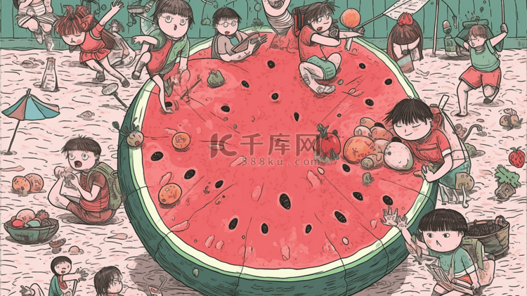 创意夏日设计插画图片-千库网