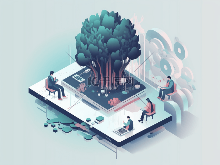 2.5D扁平商务插画图片-千库网