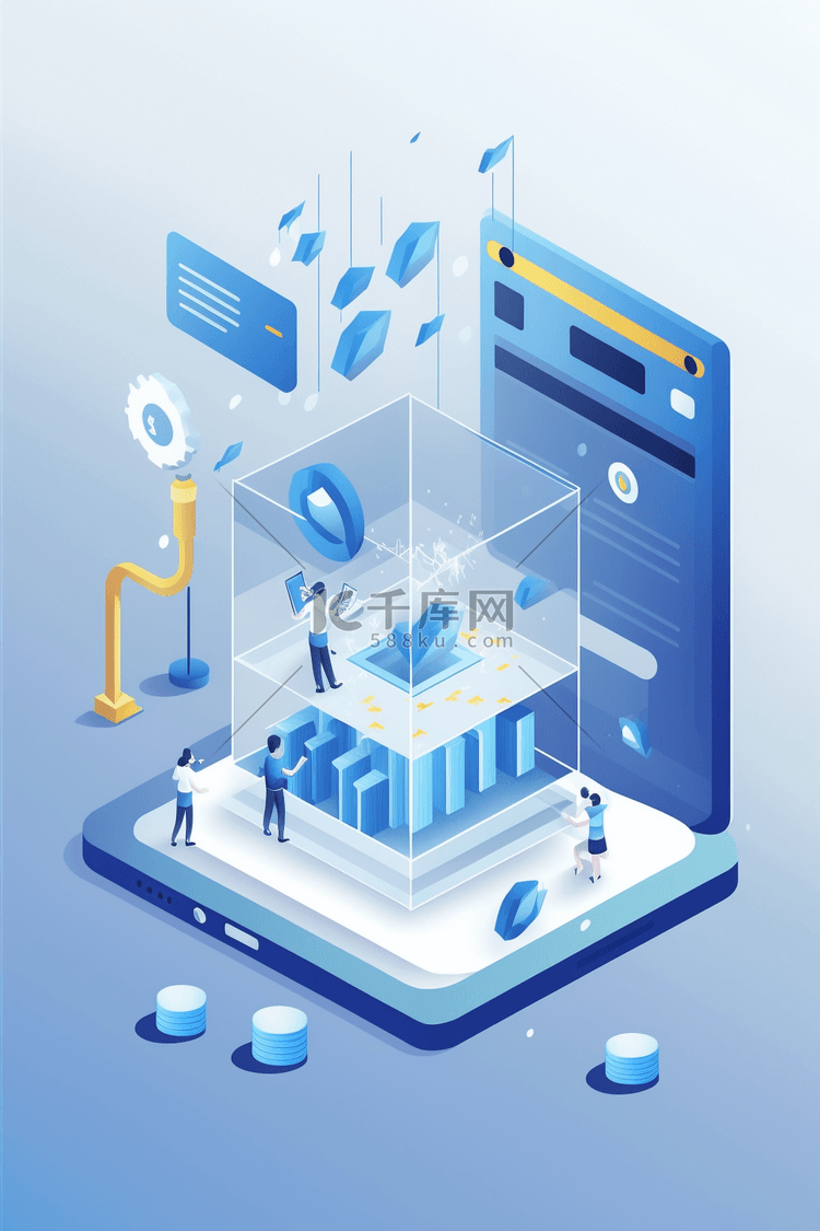 2.5d商务互联网背景插画图片-千库网