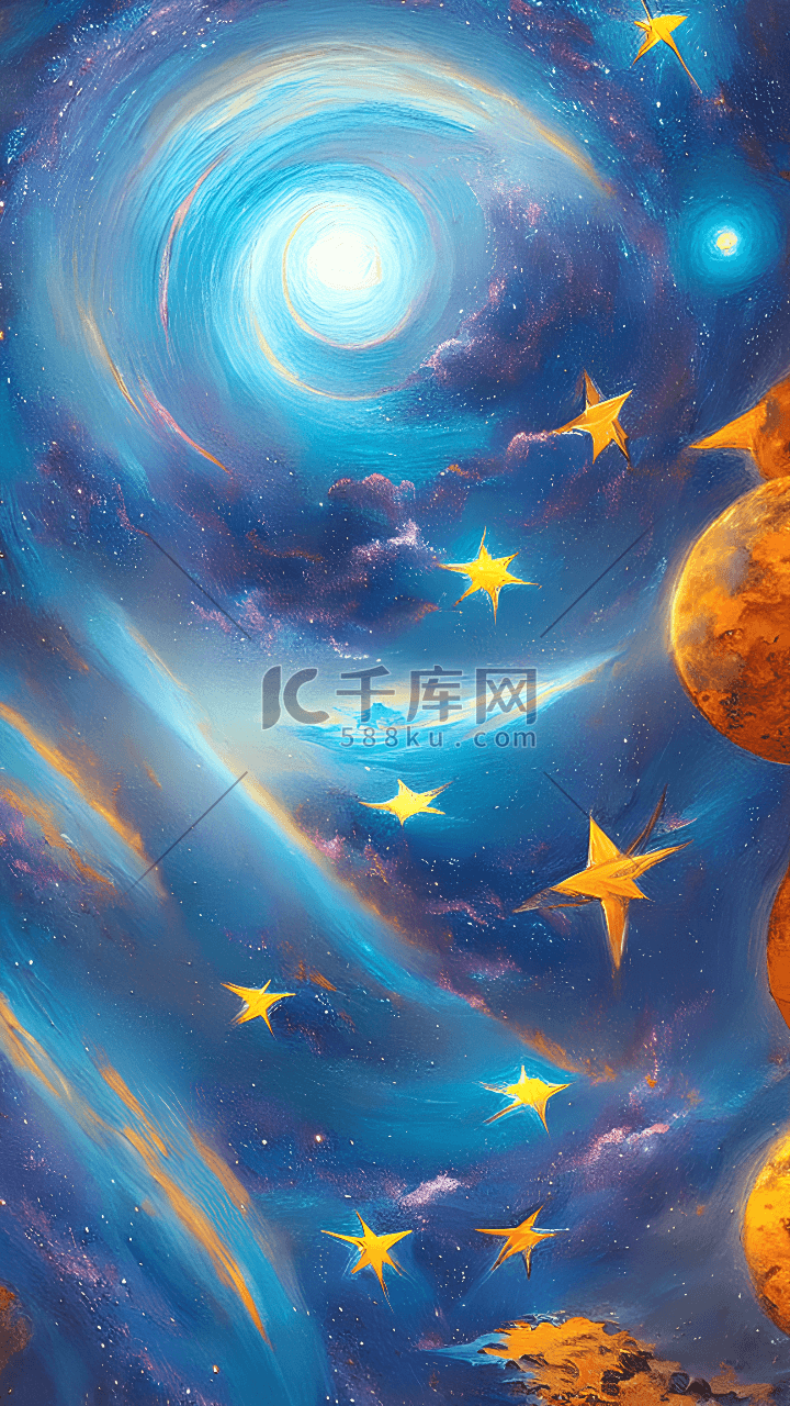 银河星球梦幻纯星空插画图片-千库网