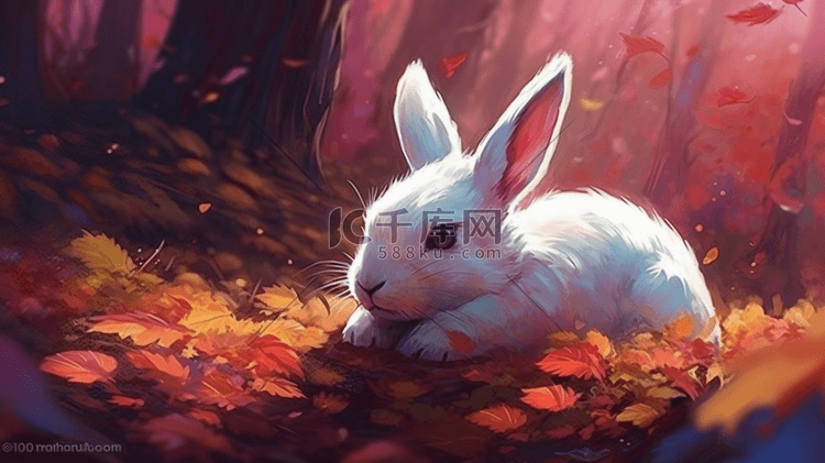 高清兔子数字艺术插画图片-千库网