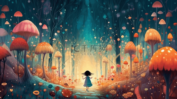 奇幻森林插画图片-千库网