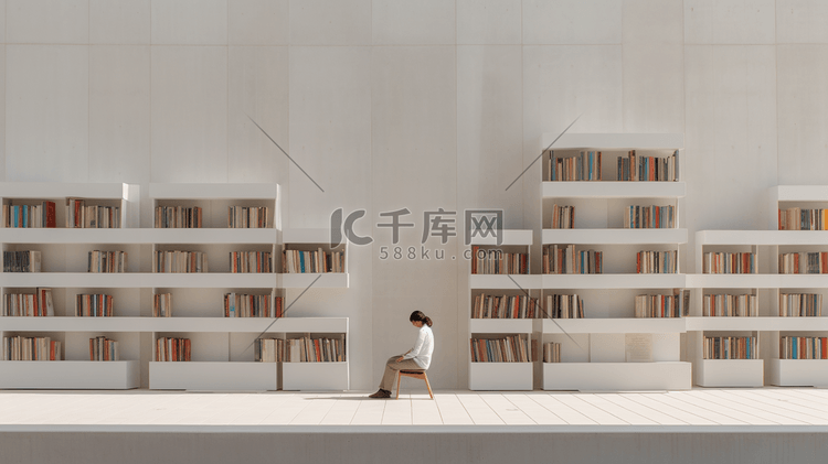 简约风书架插画图片-千库网