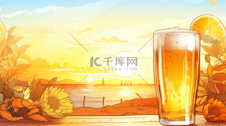 夏日清爽啤酒节节日23插画图片-千库网
