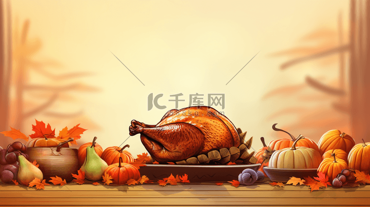 感恩节美味火鸡卡通24插画图片-千库网