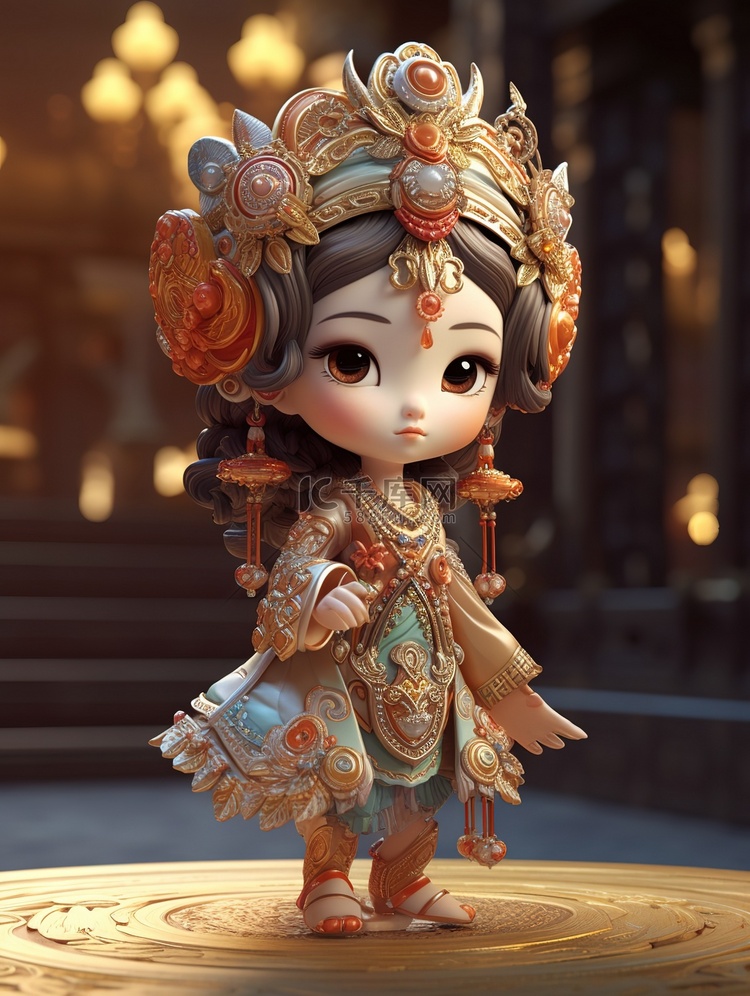 穿着精致唐朝服装的可爱IP女孩11插画图片-千库网