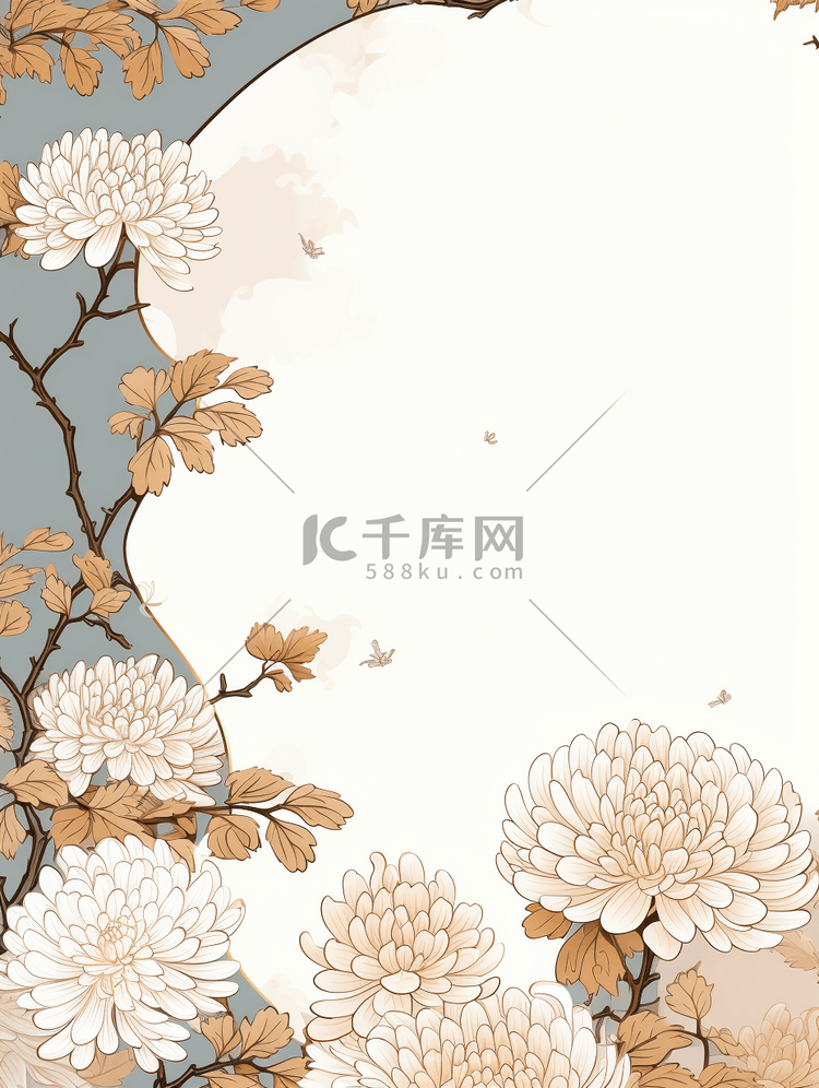 唯美重阳节菊花2插画图片-千库网