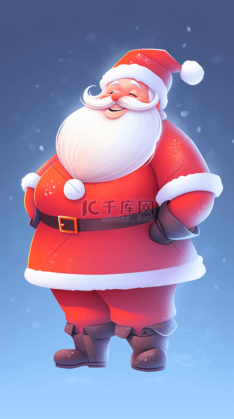 圣诞节卡通扁平梦幻的圣诞老人插画图片-千库网