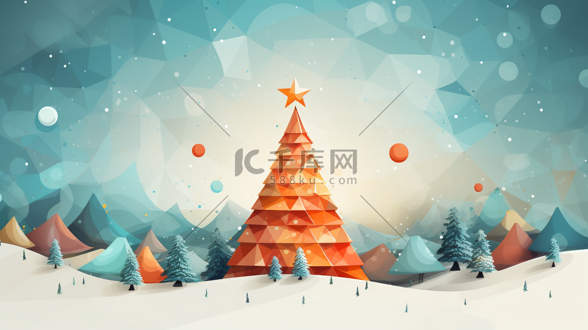 唯美圣诞树圣诞节27插画图片-千库网