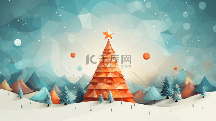 唯美圣诞树圣诞节27插画图片-千库网
