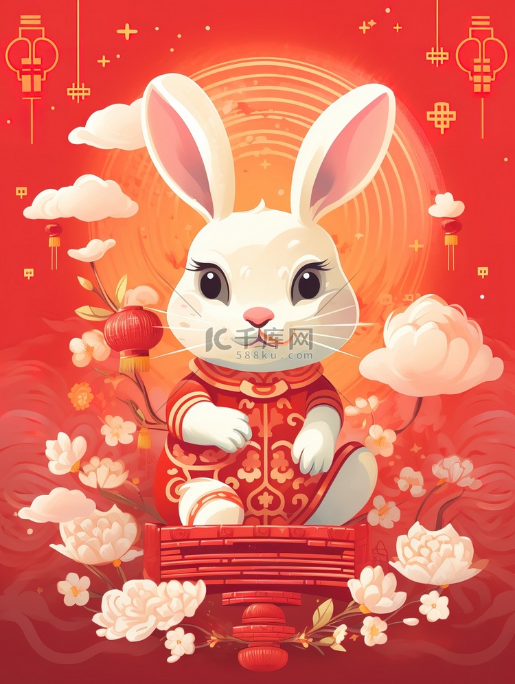 中秋节可爱的兔子12插画图片-千库网