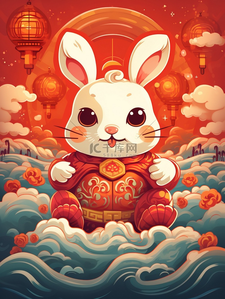 中秋节可爱的兔子1插画图片-千库网