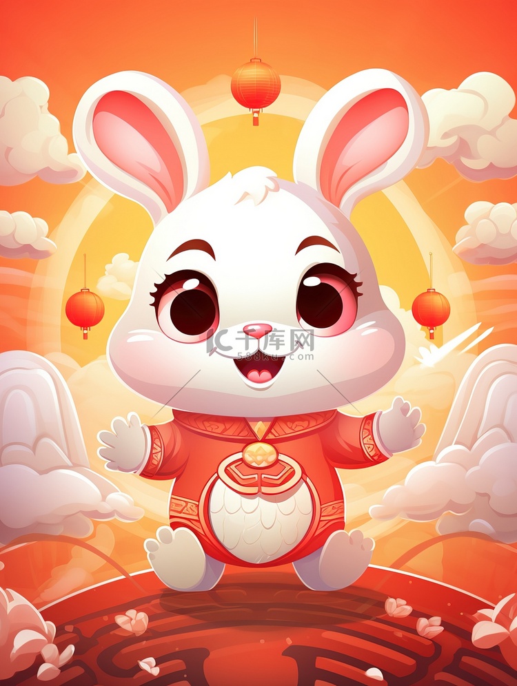 中秋节可爱的兔子4插画图片-千库网