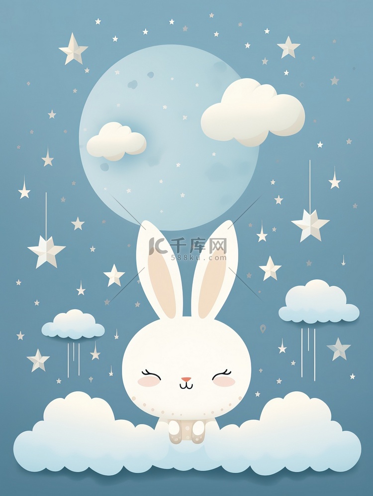 可爱的卡通兔子中秋9插画图片-千库网