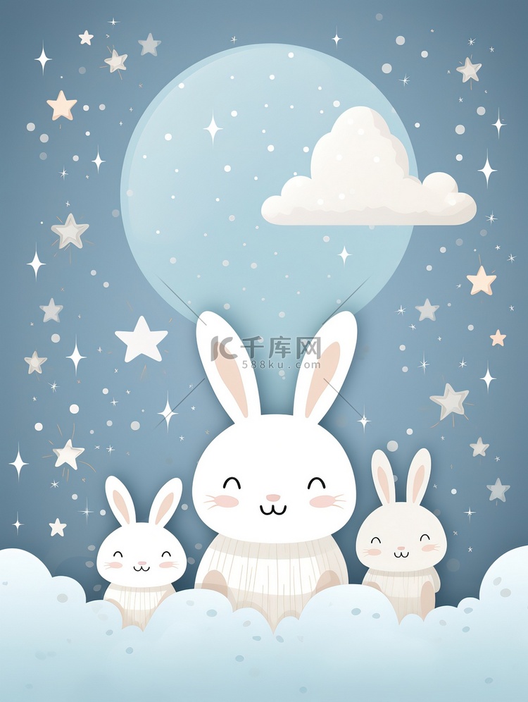 可爱的卡通兔子中秋5插画图片-千库网