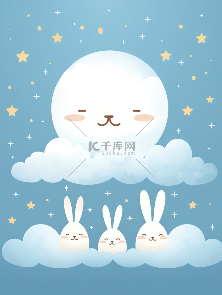 可爱的卡通兔子中秋13插画图片-千库网