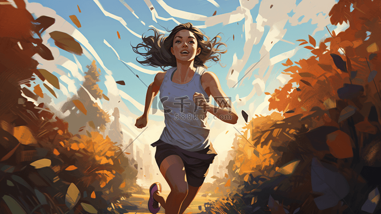 奔跑的女性设计插画图片-千库网