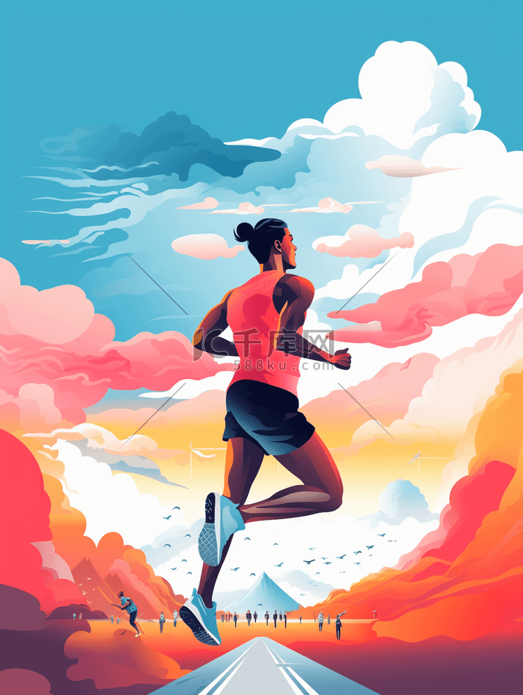奔跑的男性设计插画图片-千库网