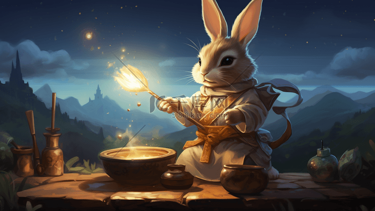 可爱的卡通小兔子插画图片-千库网