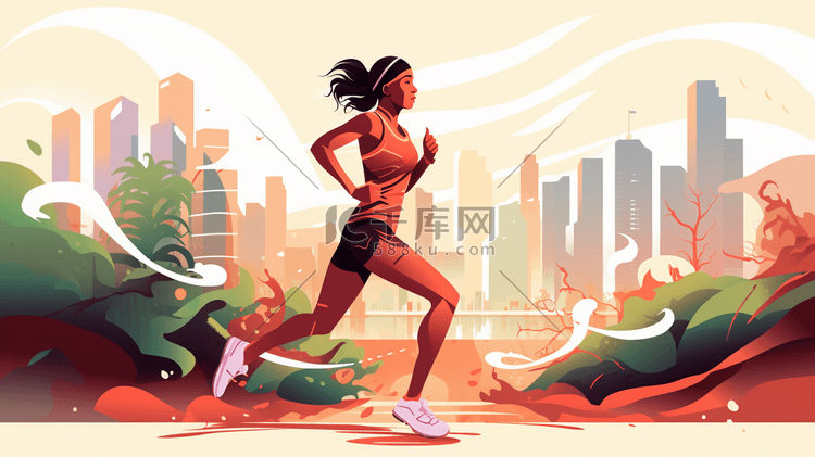 奔跑的女性设计插画图片-千库网