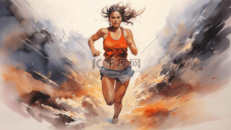 奔跑的女性设计插画图片-千库网