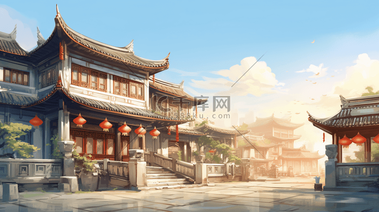 唯美古风动漫游戏场景5插画图片-千库网