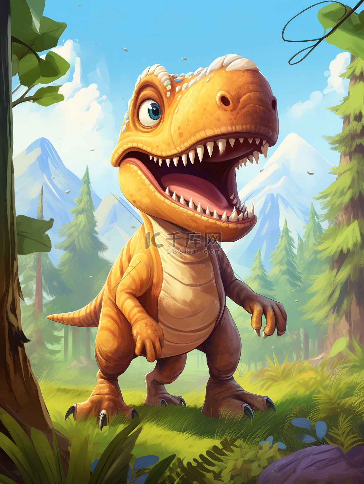 森林的恐龙霸王龙16插画图片-千库网
