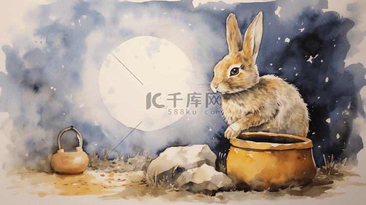 可爱的卡通小兔子插画图片-千库网