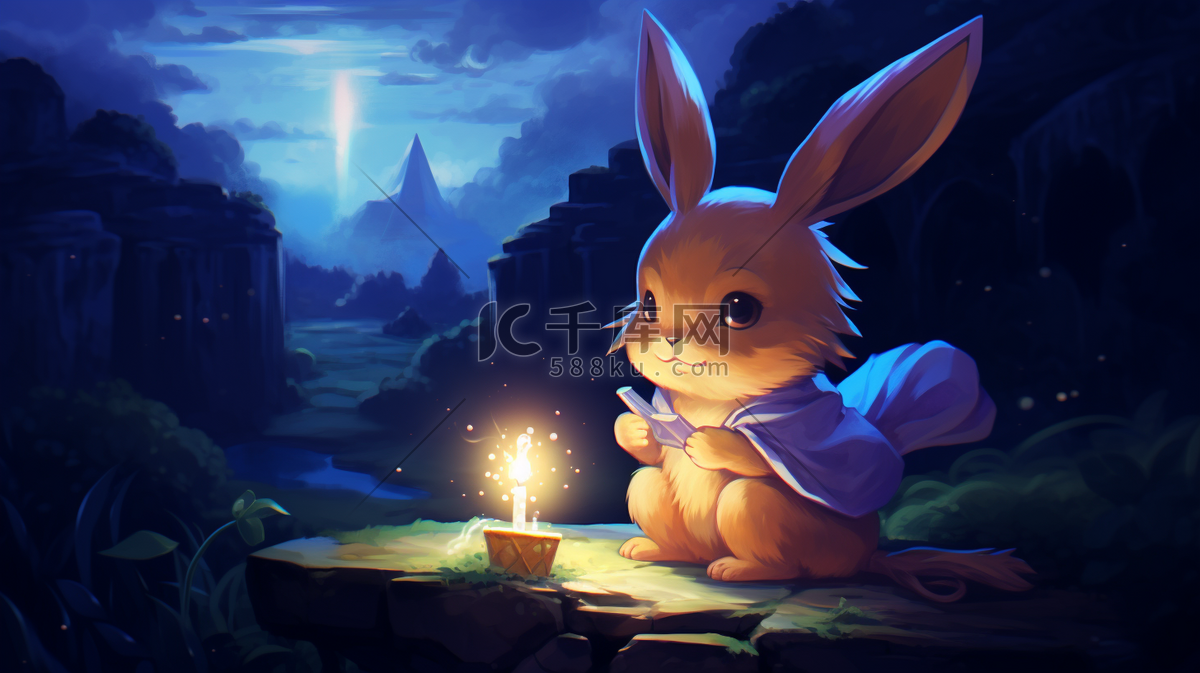 可爱的卡通小兔子插画图片-千库网