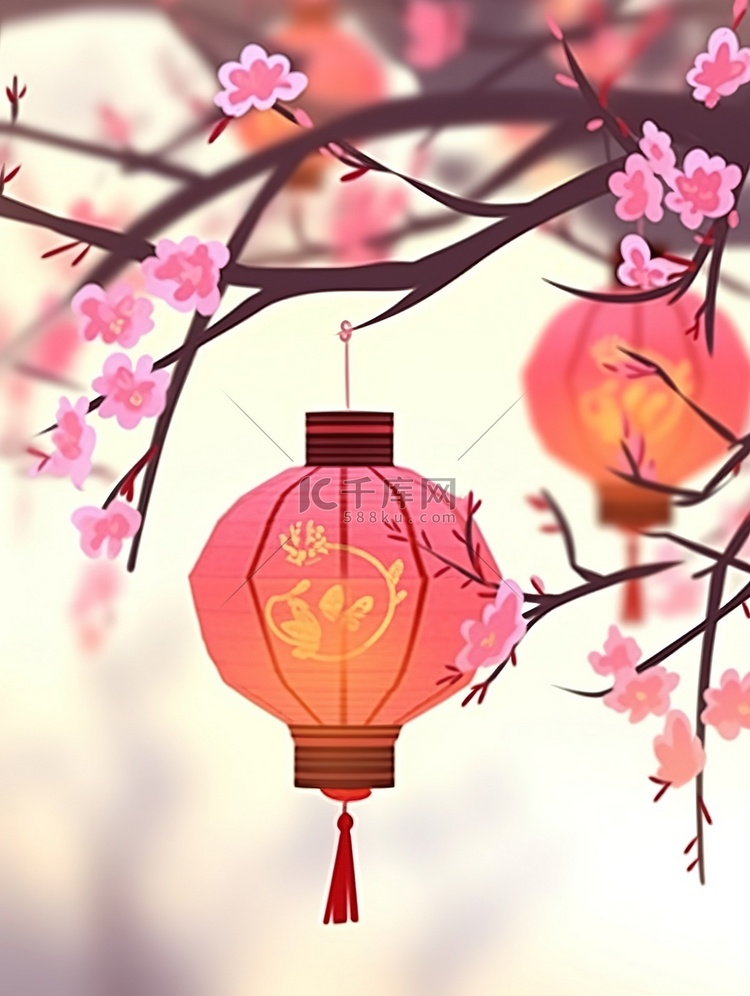 挂起来中国风灯笼中秋节9插画图片-千库网