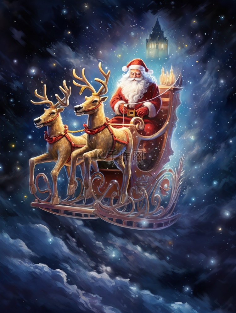雪橇上的圣诞老人4插画图片-千库网