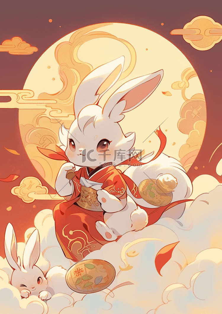 中秋节兔子喜庆插画图片-千库网