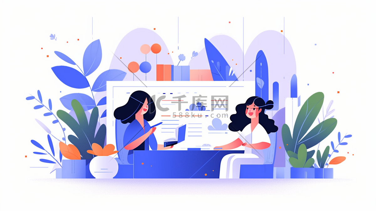 现代感数据分析卡通人物插画图片-千库网