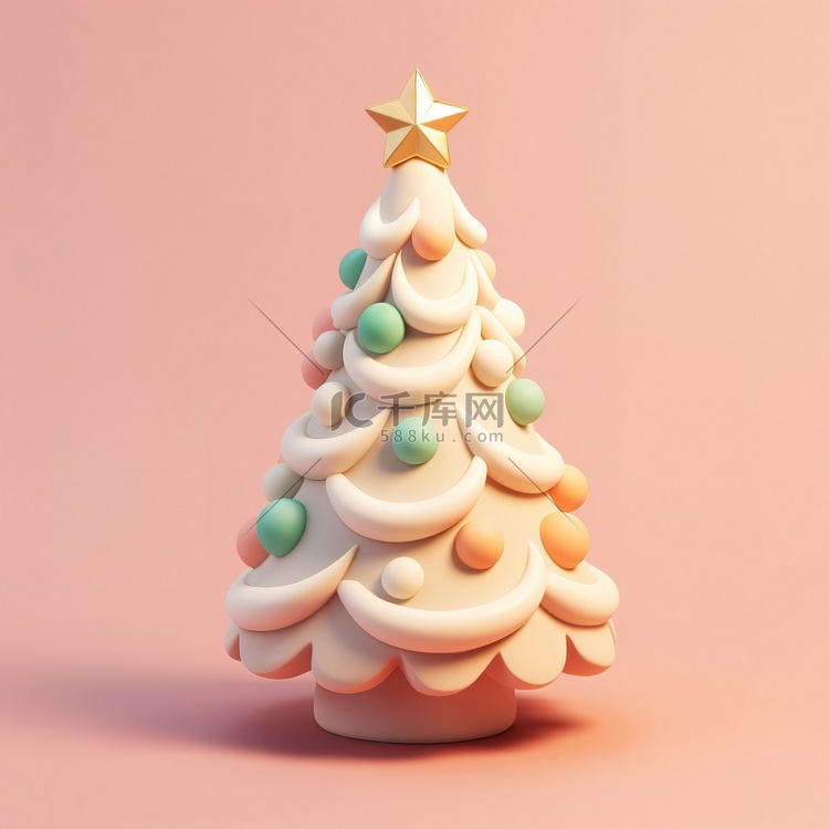 可爱的圣诞树3D2插画图片-千库网
