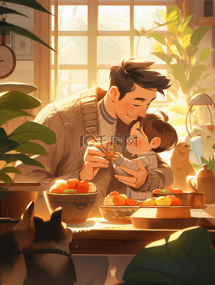 手绘卡通亲子互动乐趣插图9插画图片-千库网