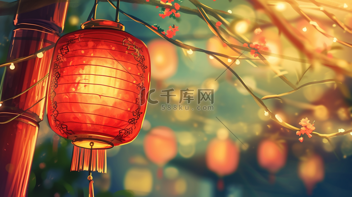 3D立体红色中国风挂灯笼30插画图片-千库网